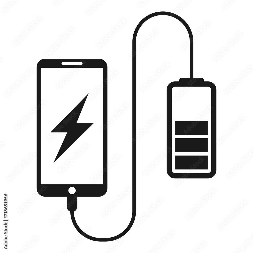 Simple, flat smartphone being charged icon. Battery charging icon ...