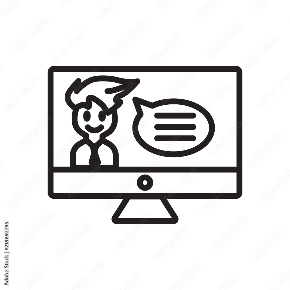 Video conference icon vector isolated on white background, Video ...