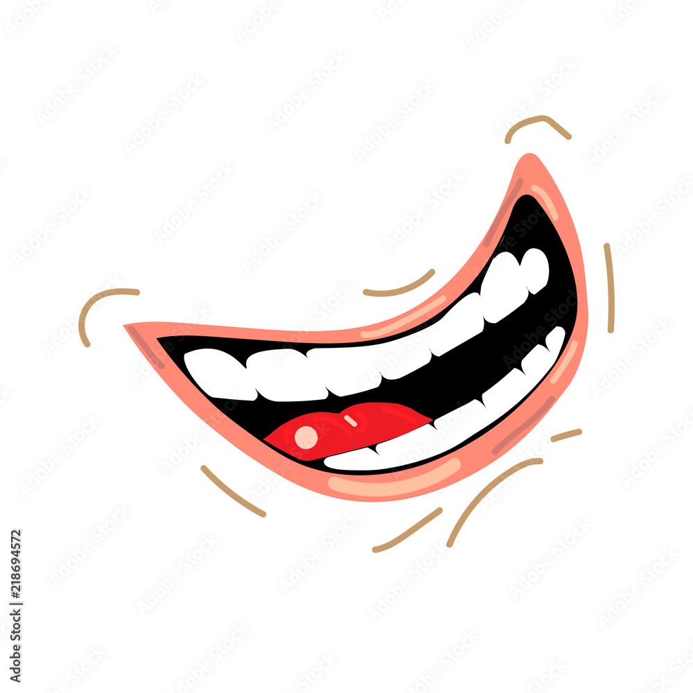 Mouth expressions vector, cute cartoon facial gestures with pouting ...