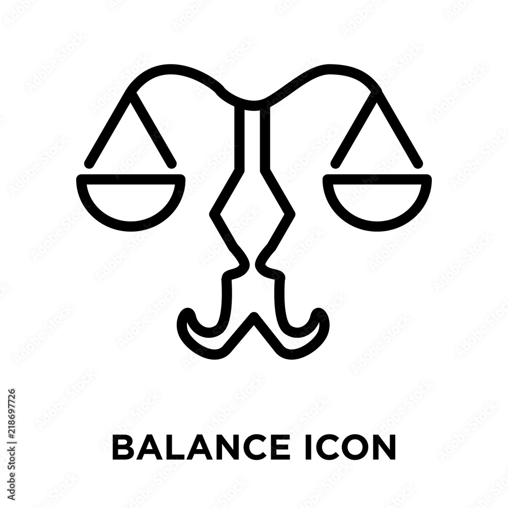 Balance icon vector isolated on white background, Balance sign , linear ...