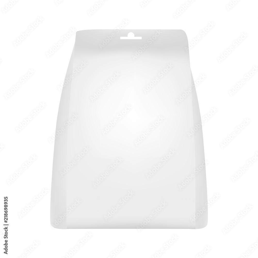 Blank packet of detergent mockup. Realistic illustration of blank ...