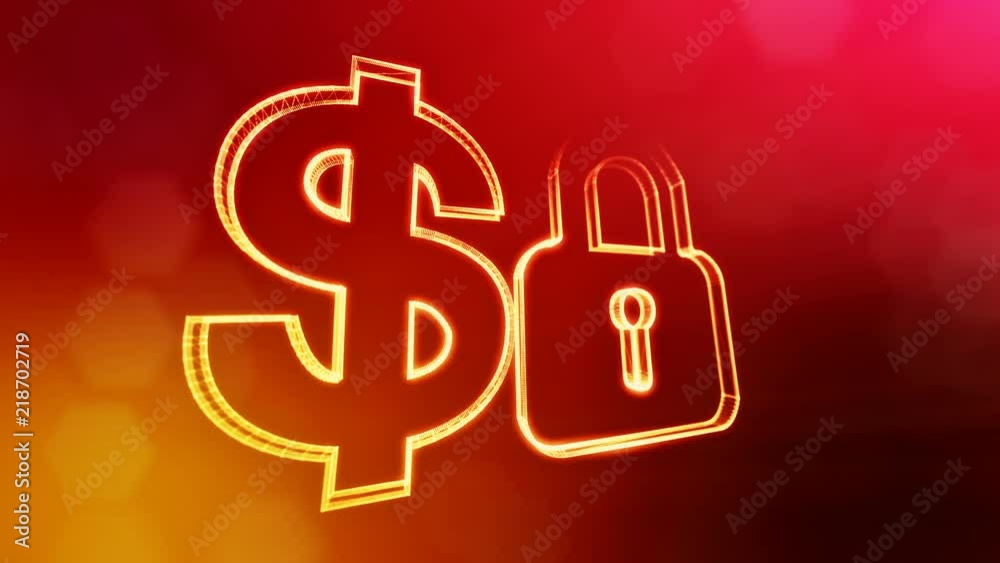 dollar sign and emblem of lock. Finance background of luminous ...