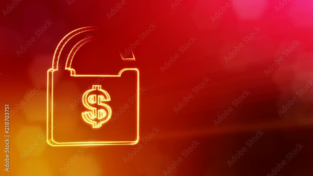 dollar sign in emblem of a lock. Finance background of luminous ...