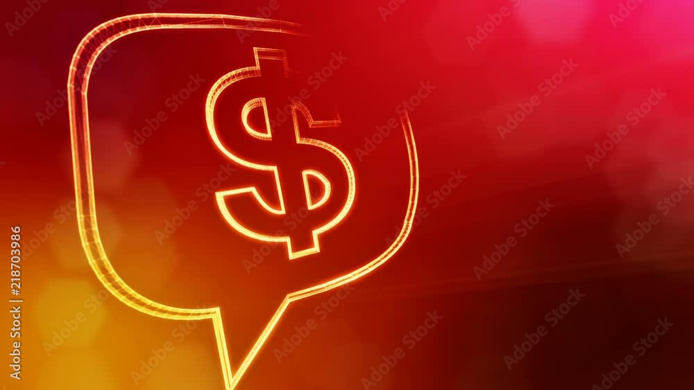 dollar sign in emblem of cloud message. Finance background of luminous ...