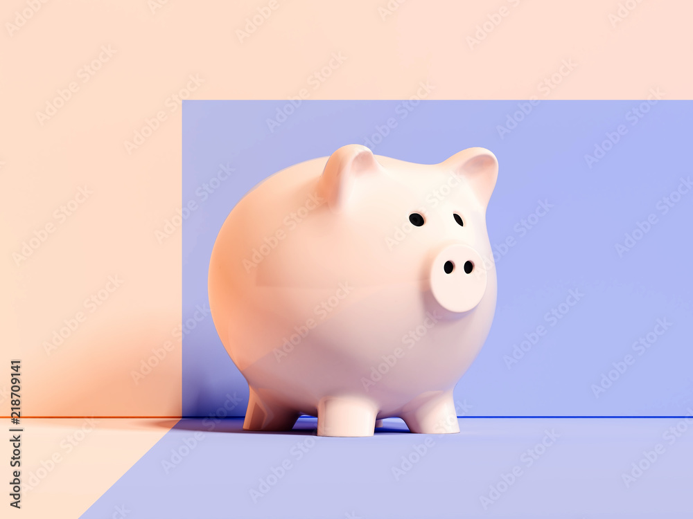Cute Piggy Bank Side View