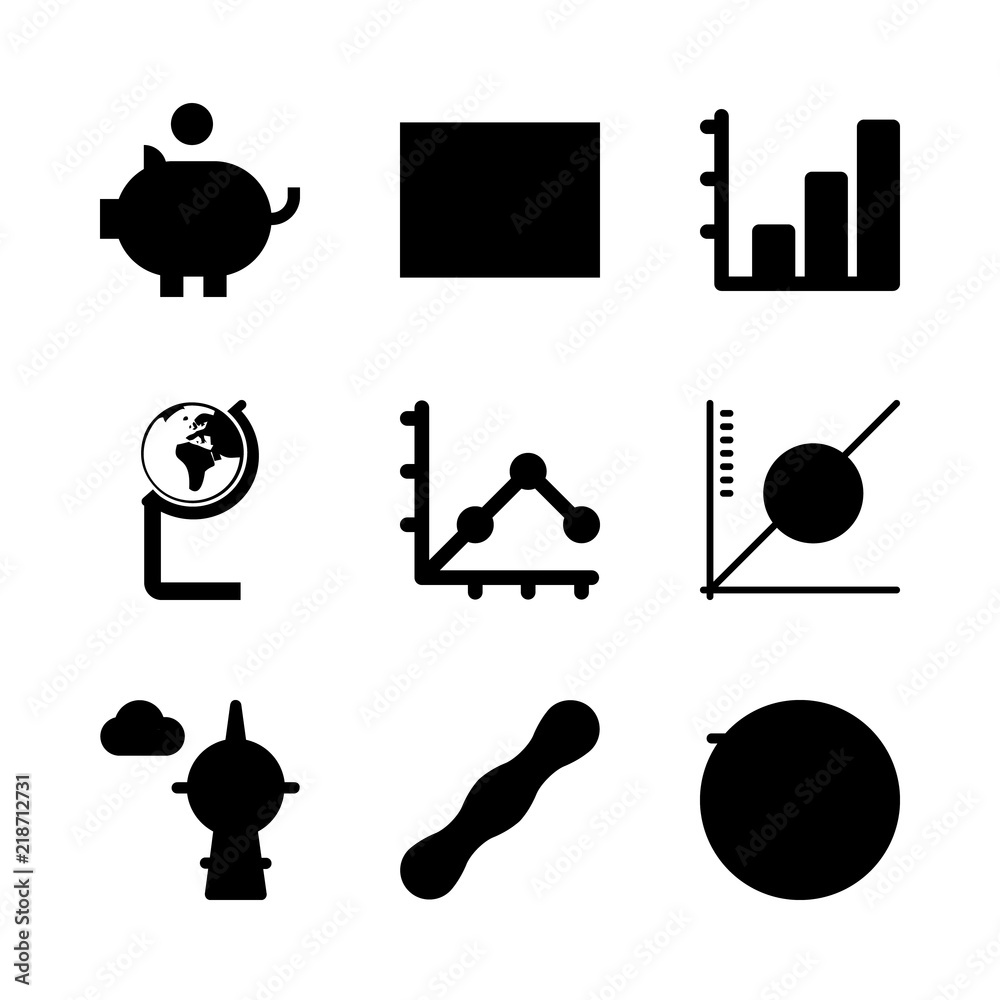 economy vector icons set. savings, globe, bar chart and shopping cart ...
