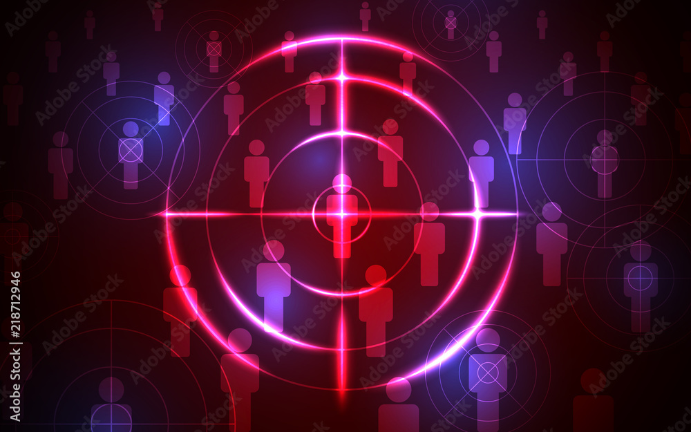 Abstract shooting target audience template on black red background ...