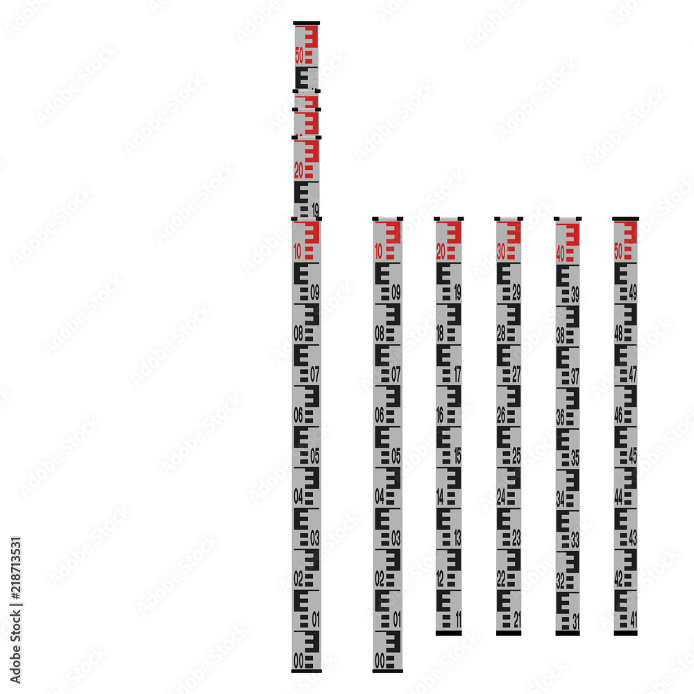 Isolated Survey staff on transparent background. There are 5 parts of ...