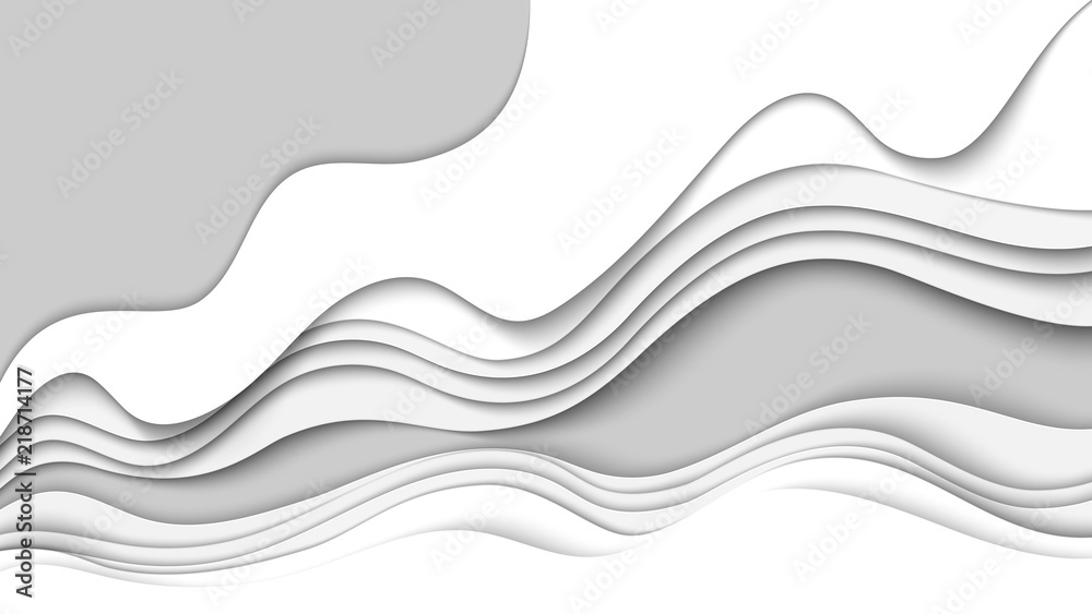 White paper wave layer abstract background.Paper cut of cover design ...