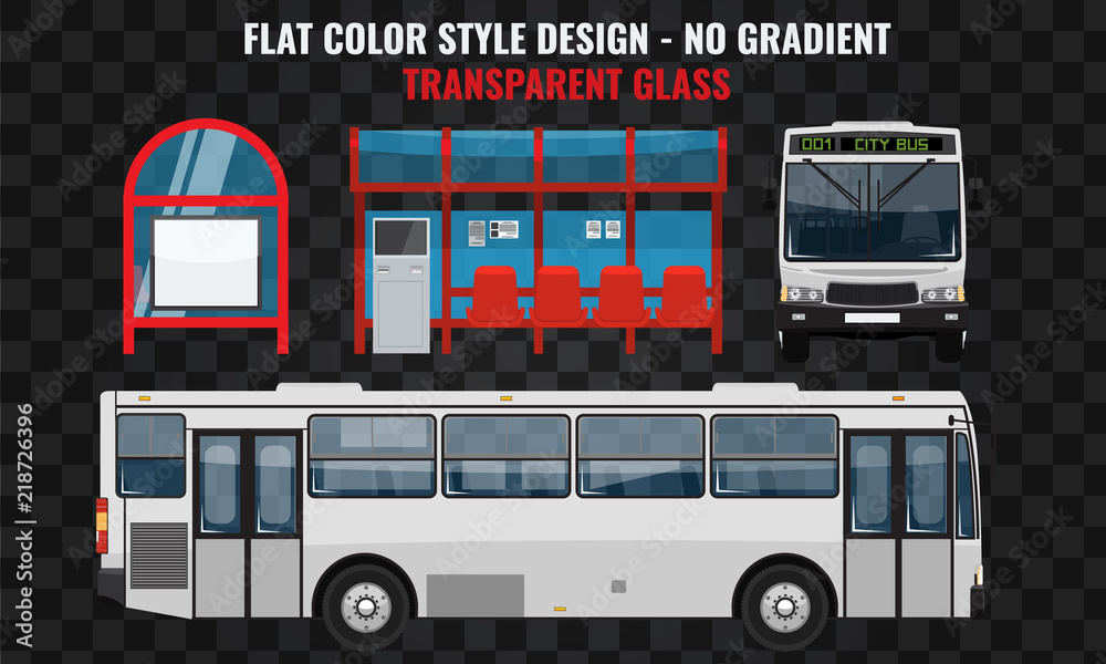 White bus. Side and front view. Cool modern flat design public ...