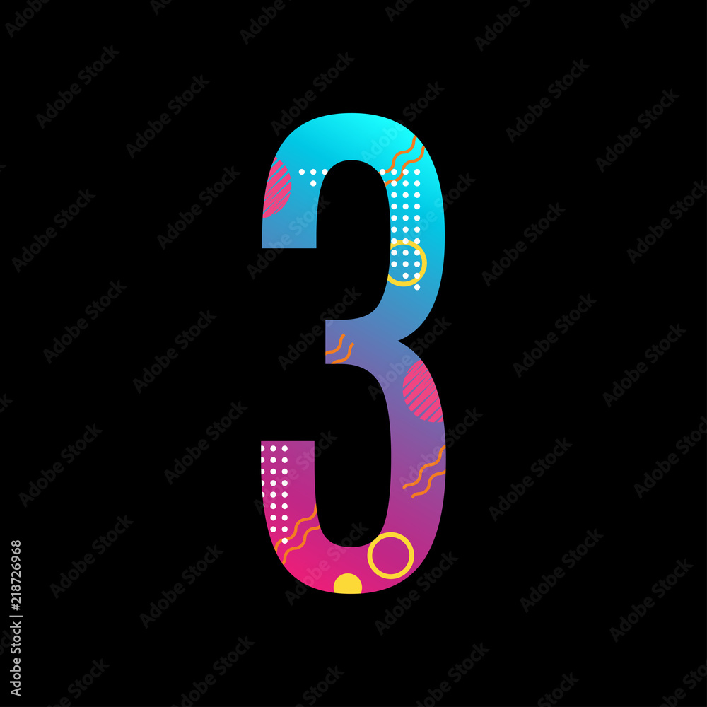 Modern abstract number. Colorful number 3 with abstract background ...