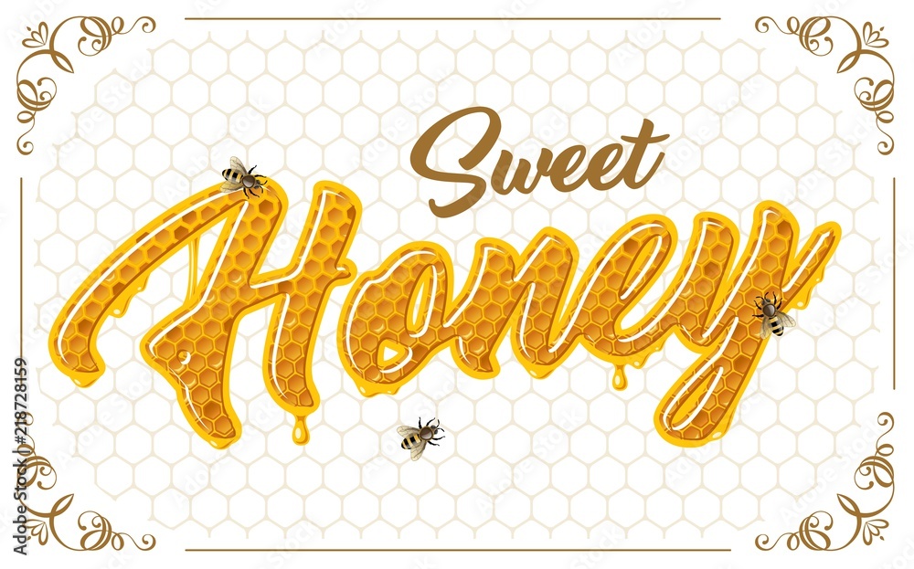 lettering with honeycomb patten Stock Vector | Adobe Stock