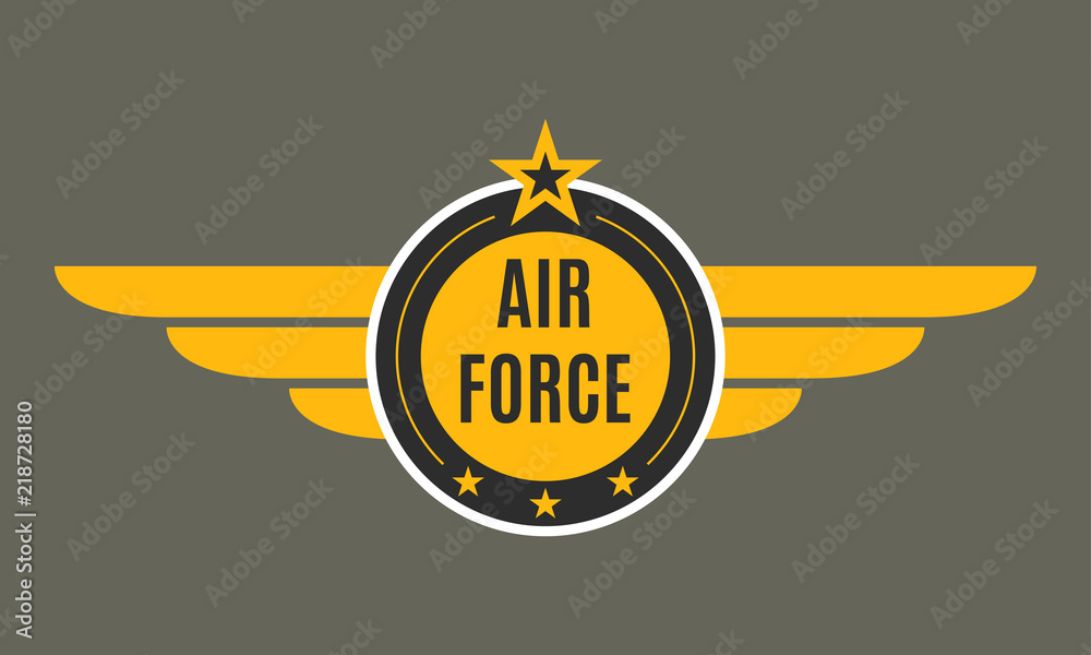 Air force badge with wings and star. Army and military emblem. Airforce ...