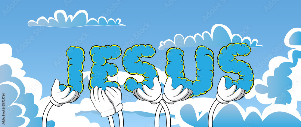 Diverse hands holding letters of the alphabet created the word Jesus ...