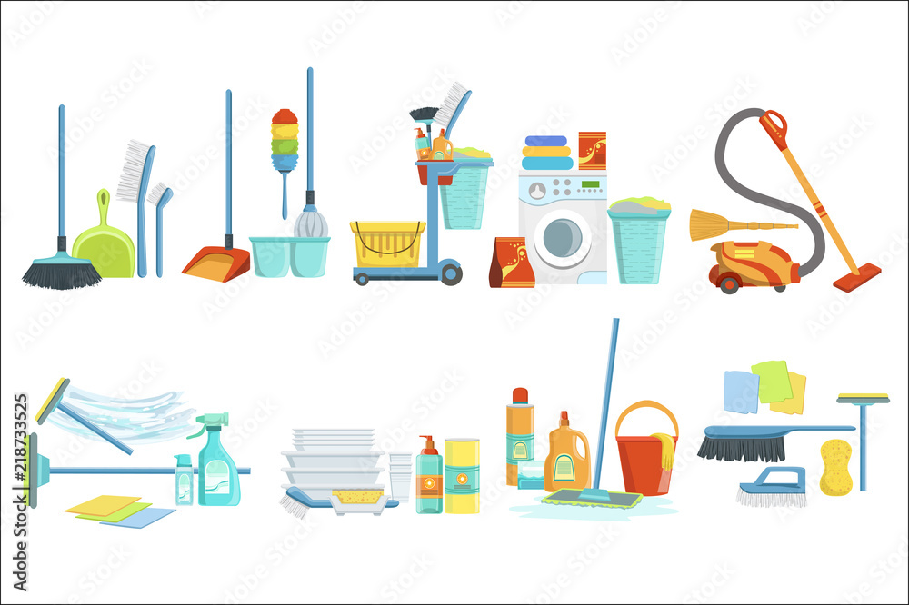 Cleaning Household Equipment Sets. Clean Up Special Objects And ...