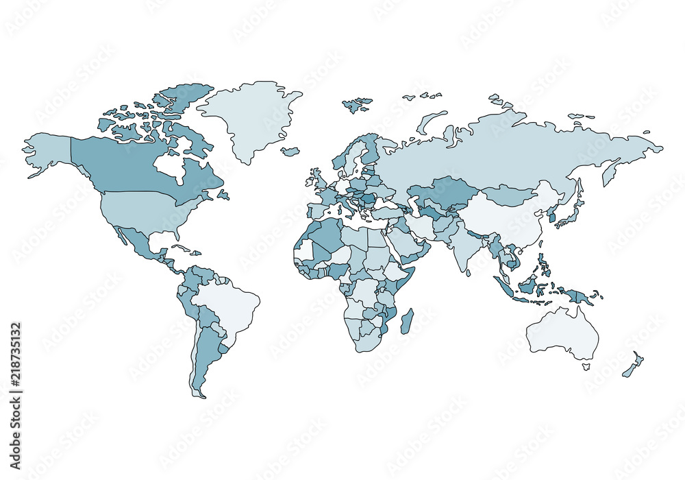 Political map of the world. Illustration in a flat style Stock Vector ...