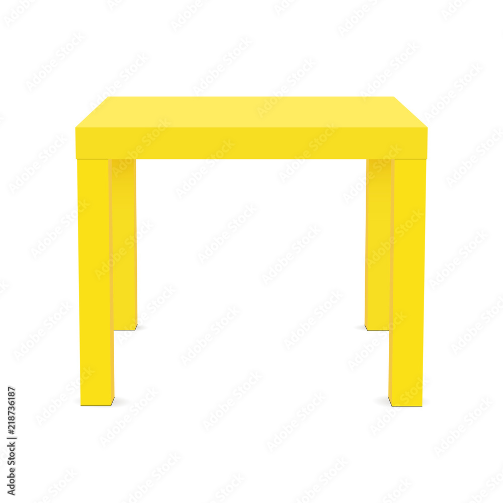 Yellow square table mock up - front view. Vector illustration Stock ...