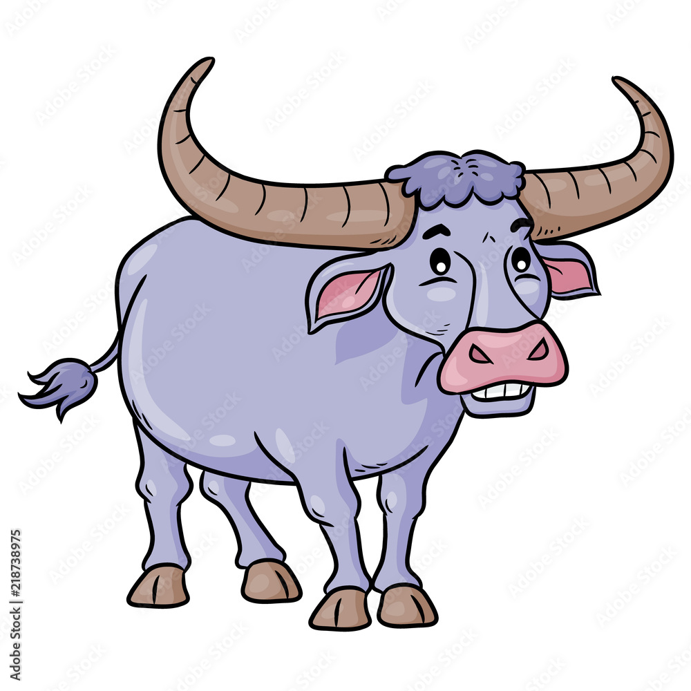 Buffalo Cute Cartoon Illustration of cute cartoon buffalo. Stock Vector ...