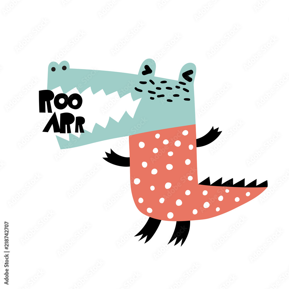 Angry dino. Cartoon creative alligator vector illustration in ...