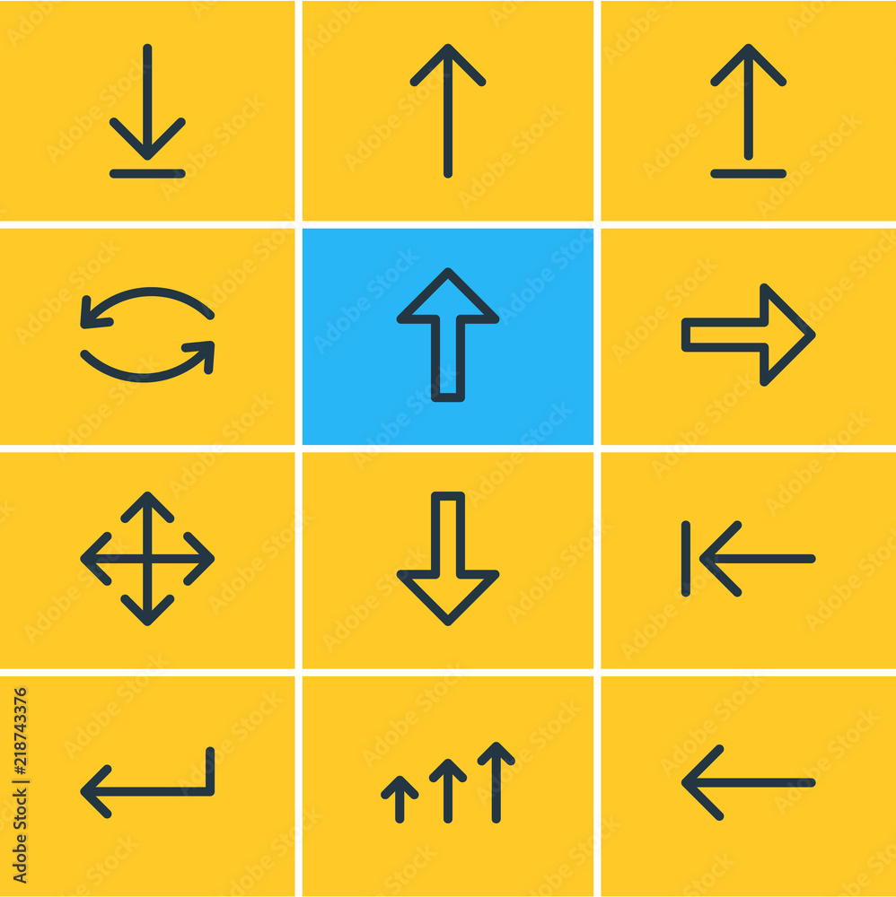 Vector illustration of 12 sign icons line style. Editable set of ...