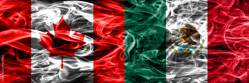 Canada vs Mexico smoke flags placed side by side. Canadian and Mexico ...