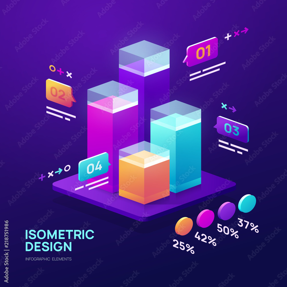 Vector Infographic Elements Isometric Design Chart For Data
