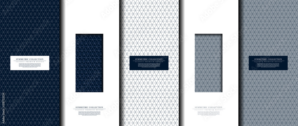 Symmetric collection abstract pattern geometic navy blue background ...