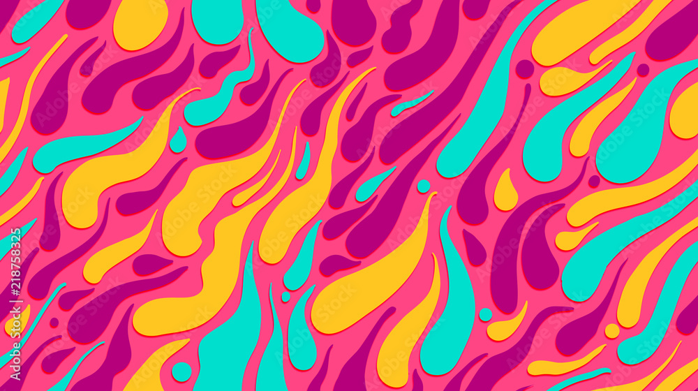 Vector colored blots, seamless rectangular four-colored pattern, multi ...