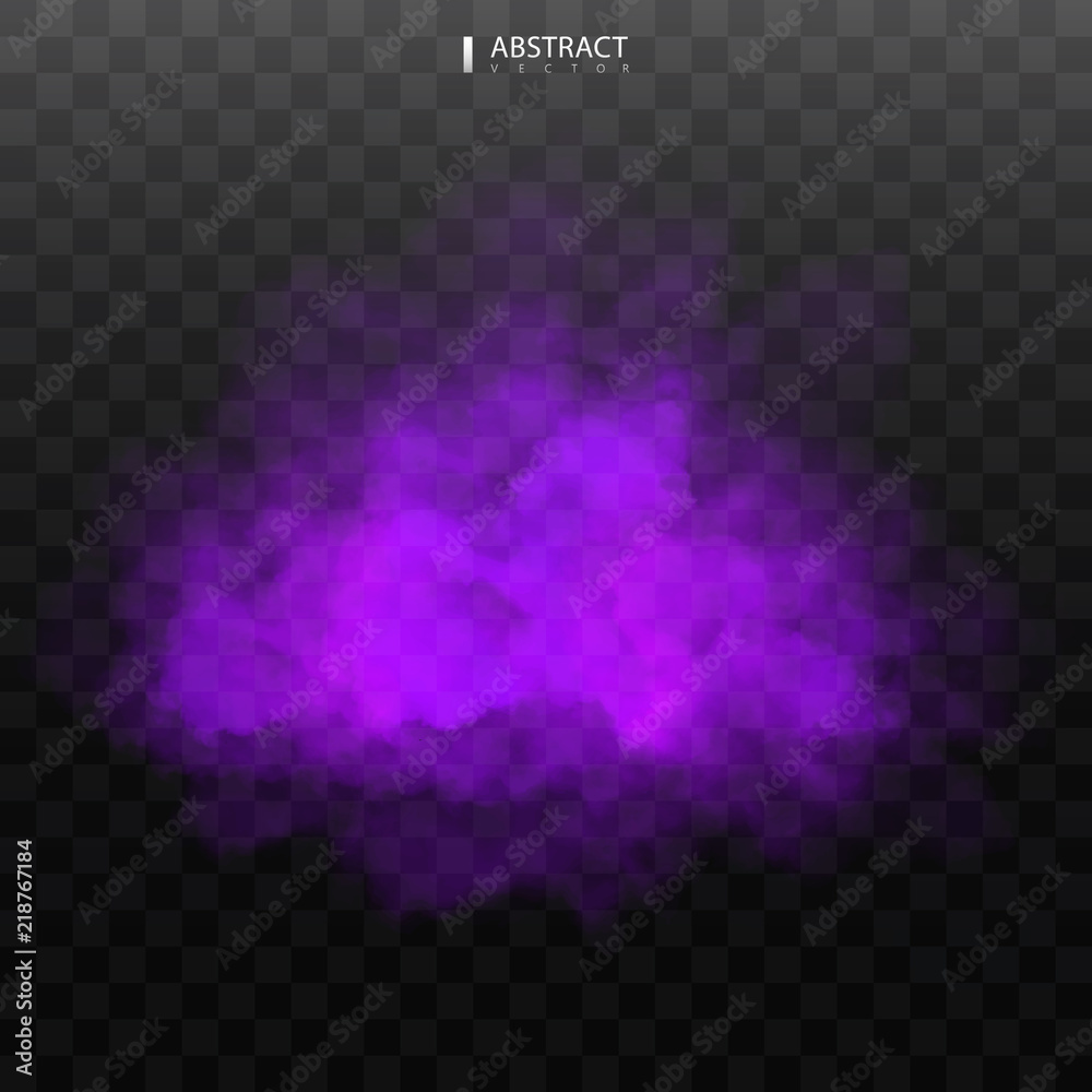 Purple Fog or smoke color isolated transparent special effect. White ...
