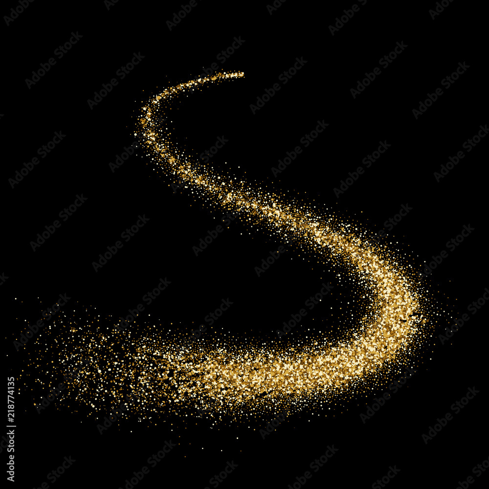 Stockvector Golden glitter wave with sparkling glare effect. Vector ...