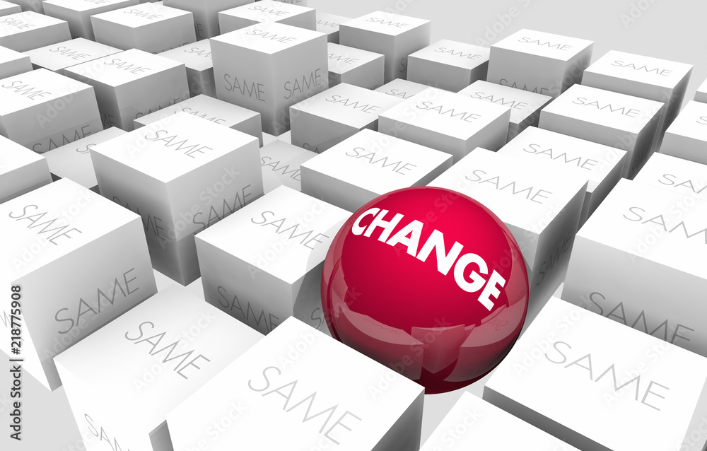 Change Vs Same Innovate Adapt Improve Sphere in Cubes 3d Illustration ...