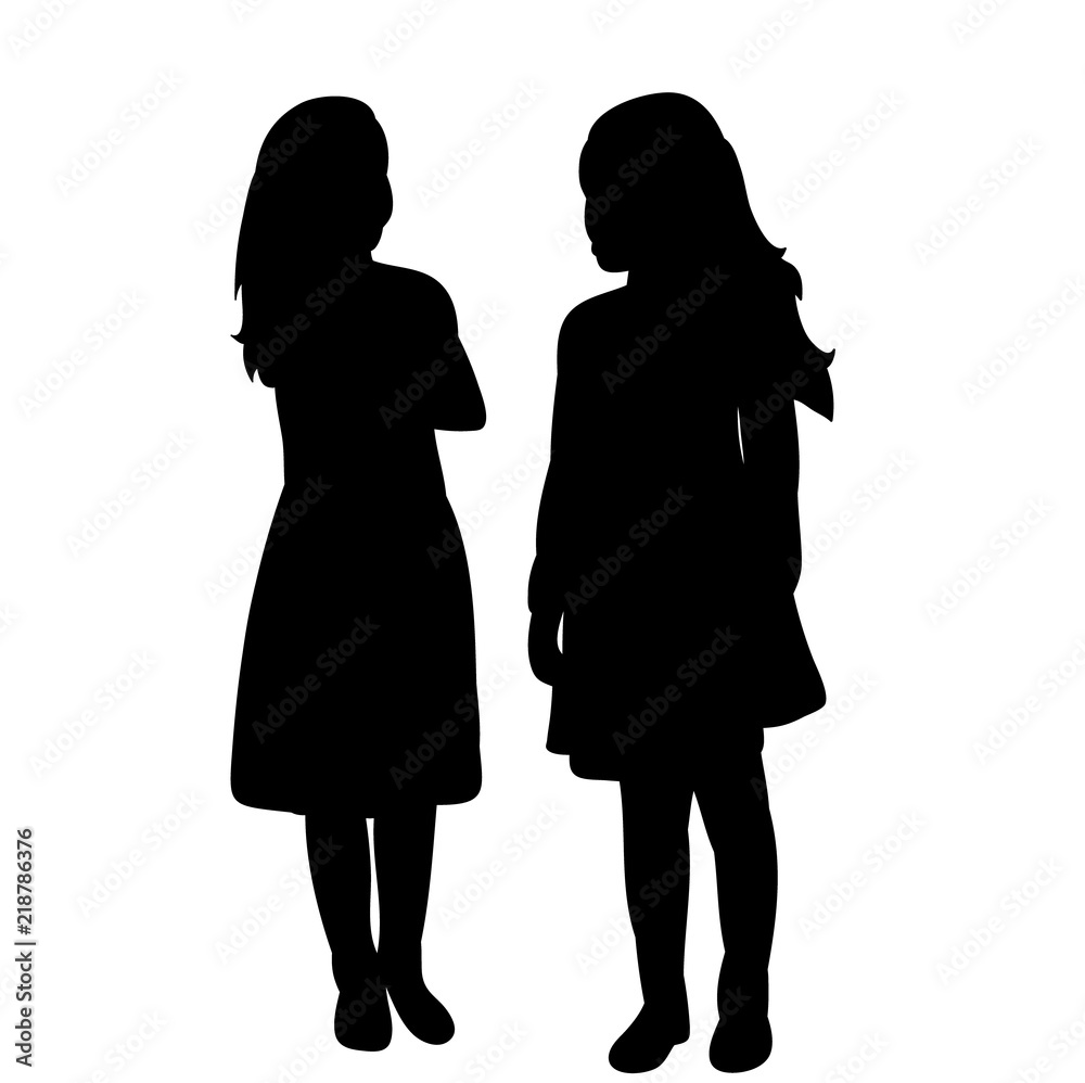 Two Girl Best Friends Silhouette