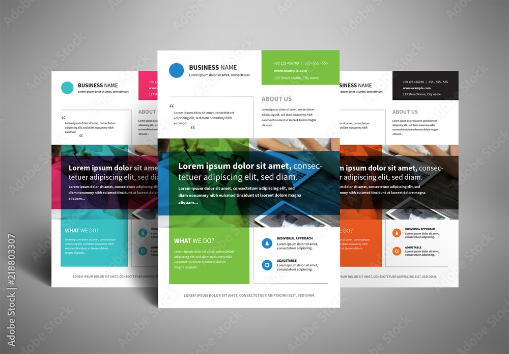 Business Flyer Layout with Two-Color Photo Overlay Stock Template ...