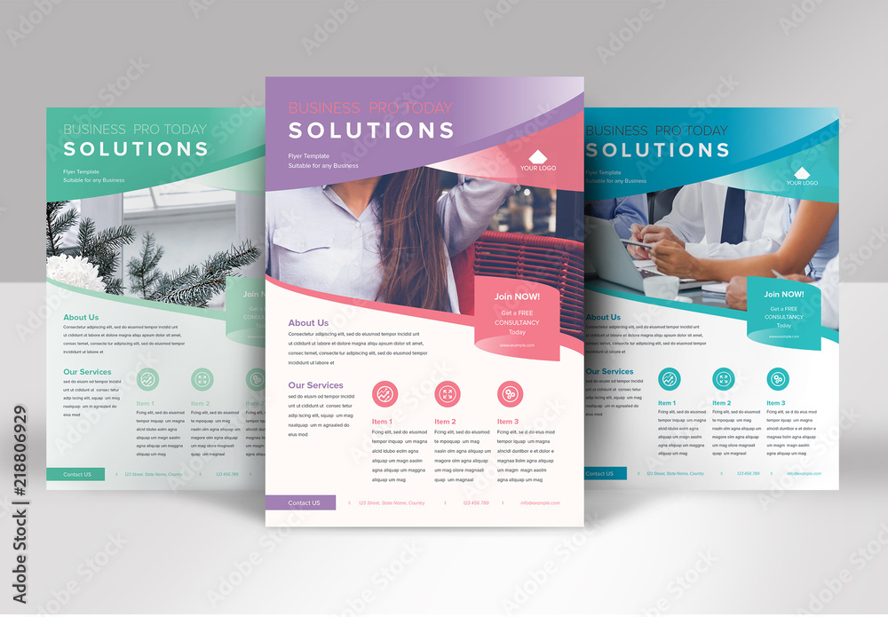 Business Flyer Layout with Gradients Stock Template | Adobe Stock