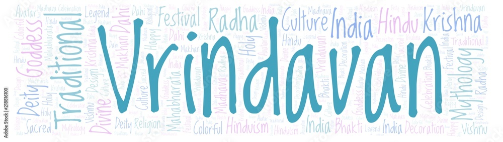 Vrindavan in banner form word cloud. Stock Illustration | Adobe Stock