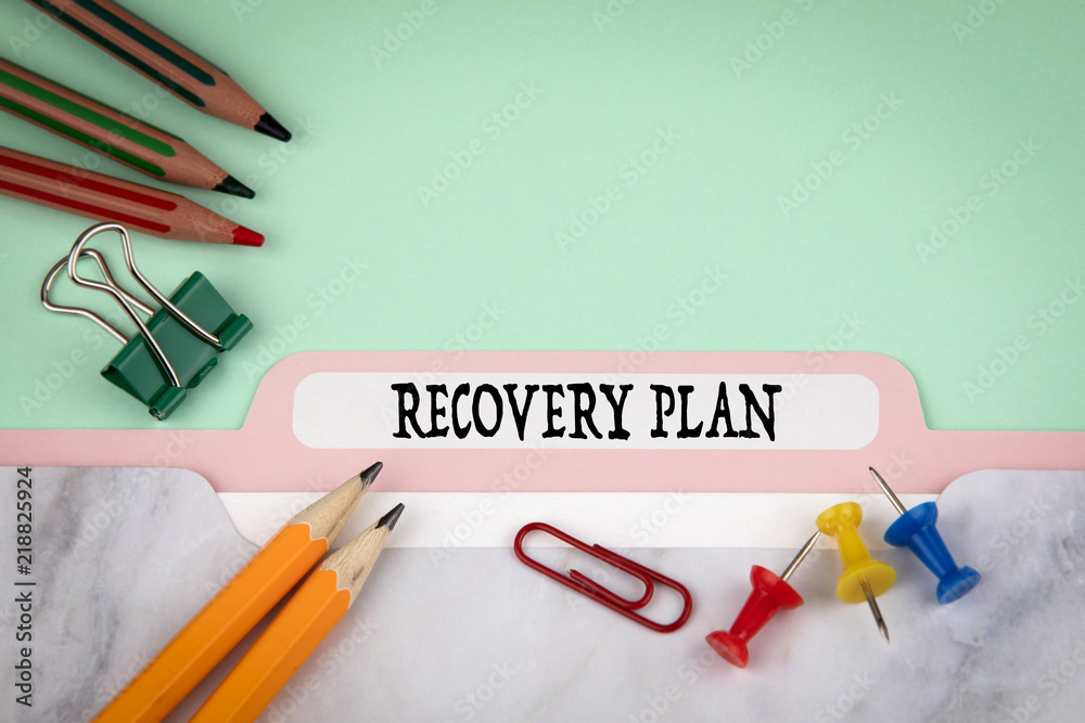 Recovery Plan, business and marketing concept. Folder Register on ...