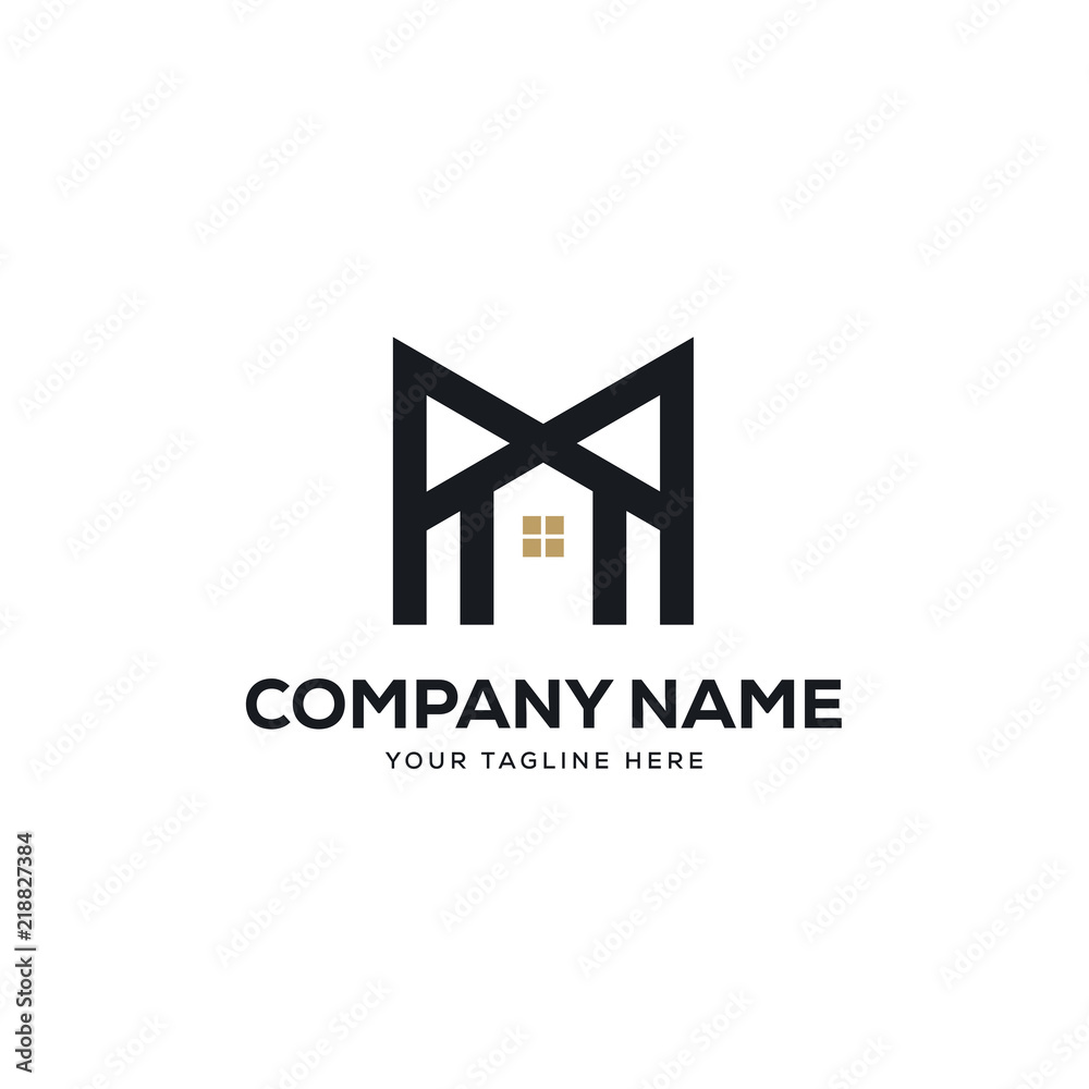real estate logo design vector, initial letter logo m design template ...
