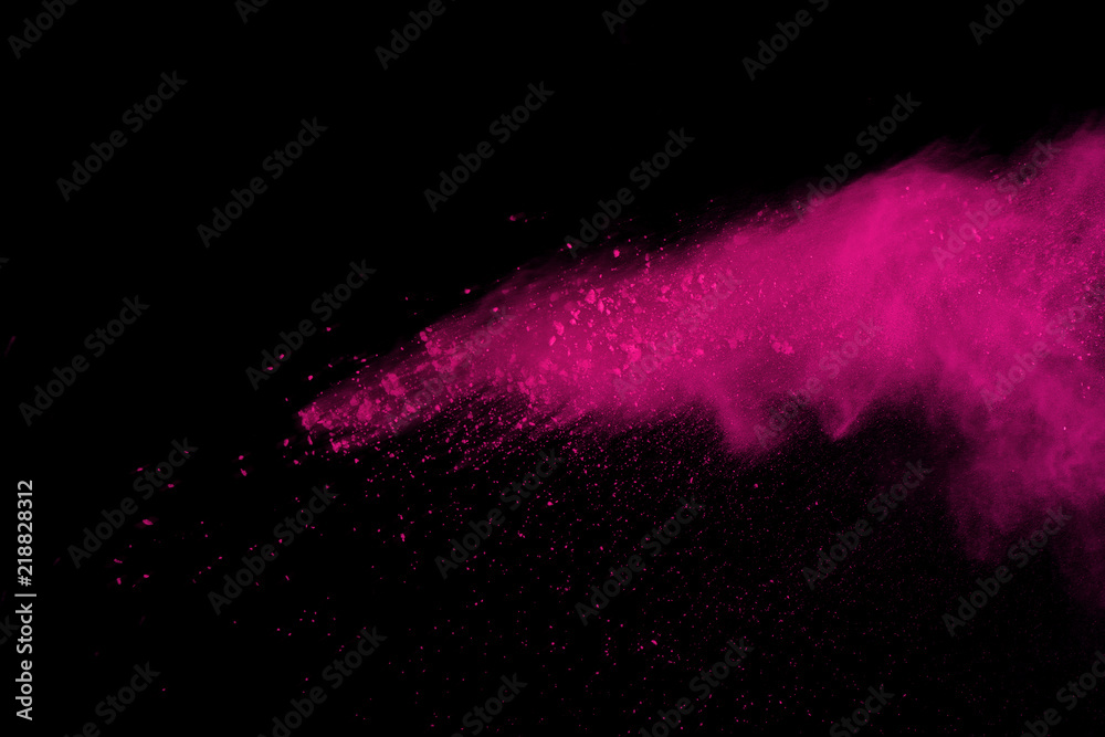 Abstract pink powder explosion on black background. abstract colored ...