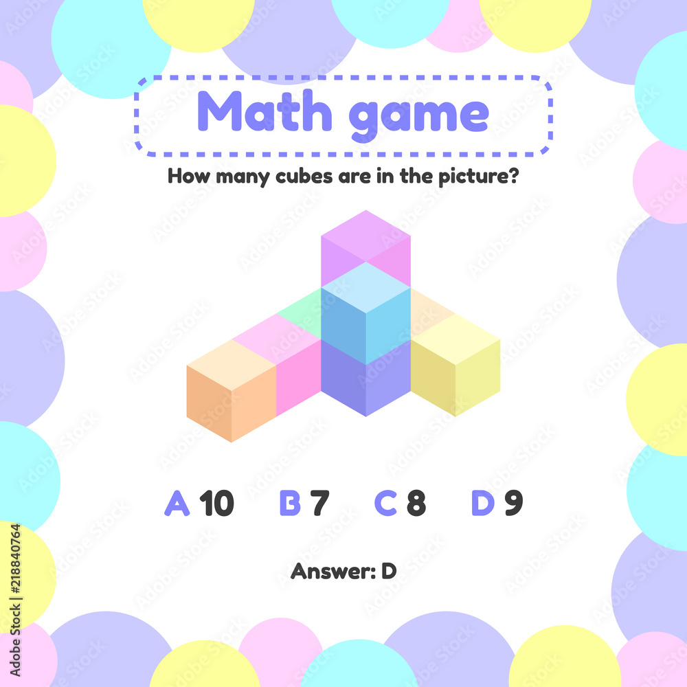 Vector illustration. Mathematical logic game for preschool and school ...
