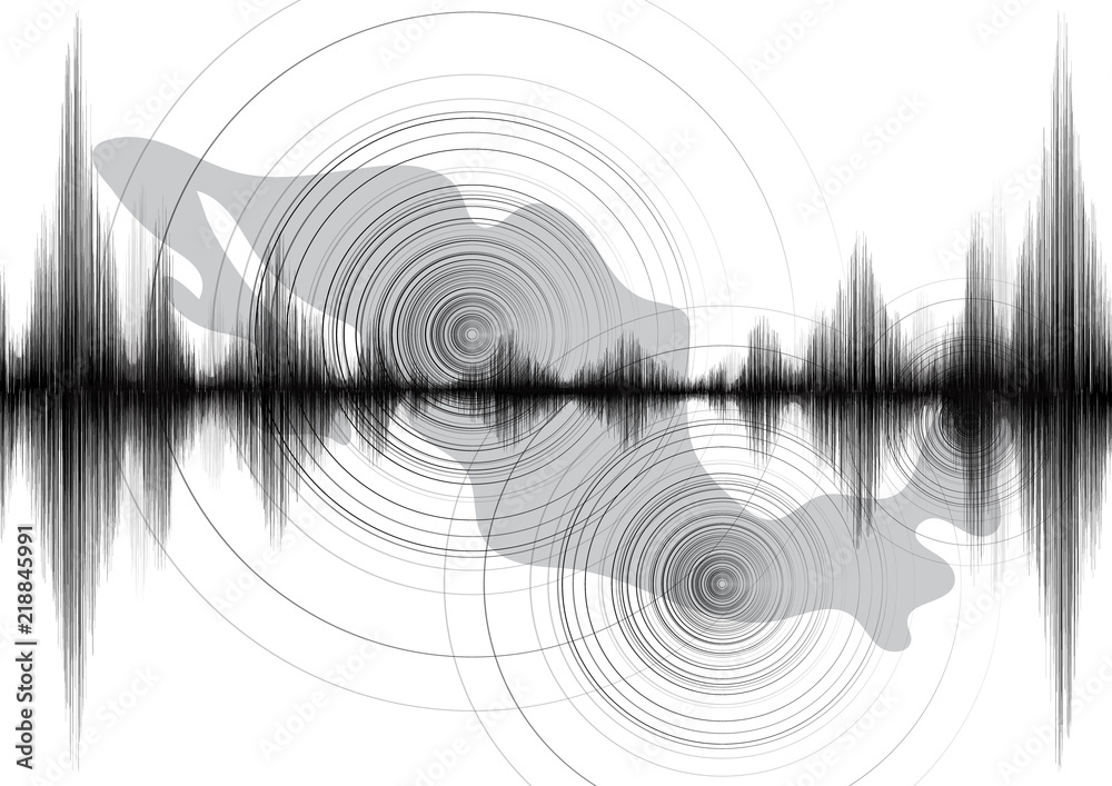 Power of Earthquake Wave in mexico with Circle Vibration on White paper ...