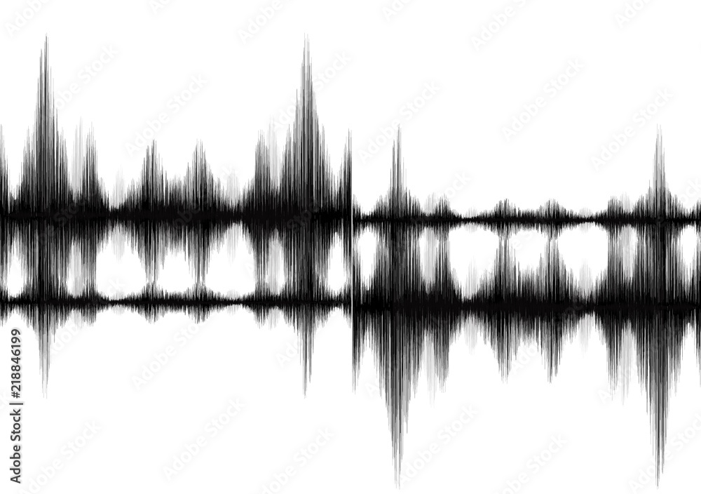 Classic Minimal Earthquake Wave on White paper background; audio wave ...