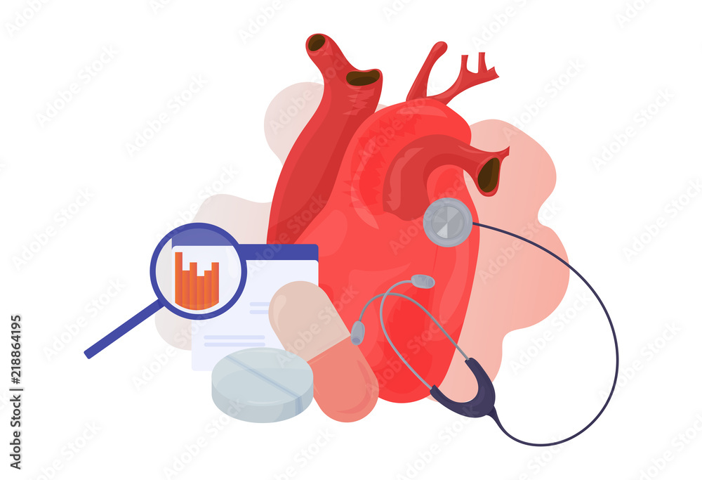 Cardiovascular and heart disease awareness vector illustration. High ...