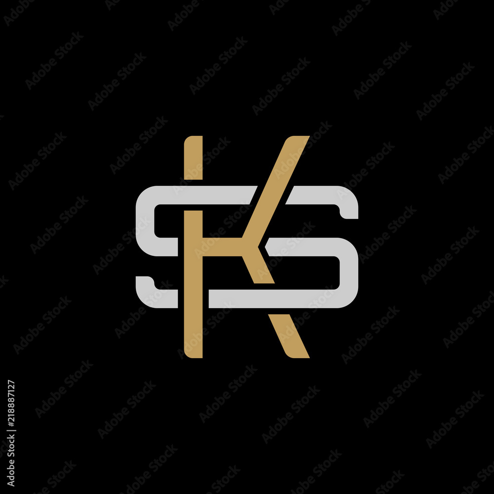 Initial letter S and K, SK, KS, overlapping interlock logo, monogram ...