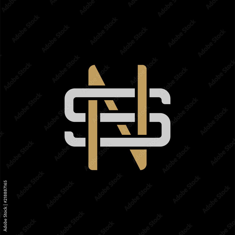 Initial letter S and N, SN, NS, overlapping interlock logo, monogram ...