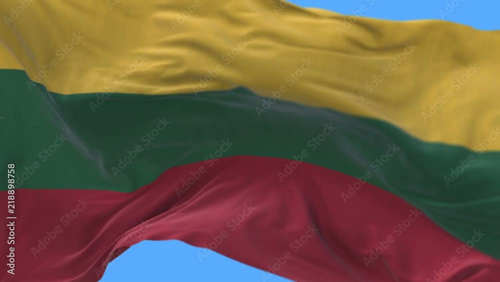4k seamless Close up of Lithuania flag waving in wind.A fully digital ...