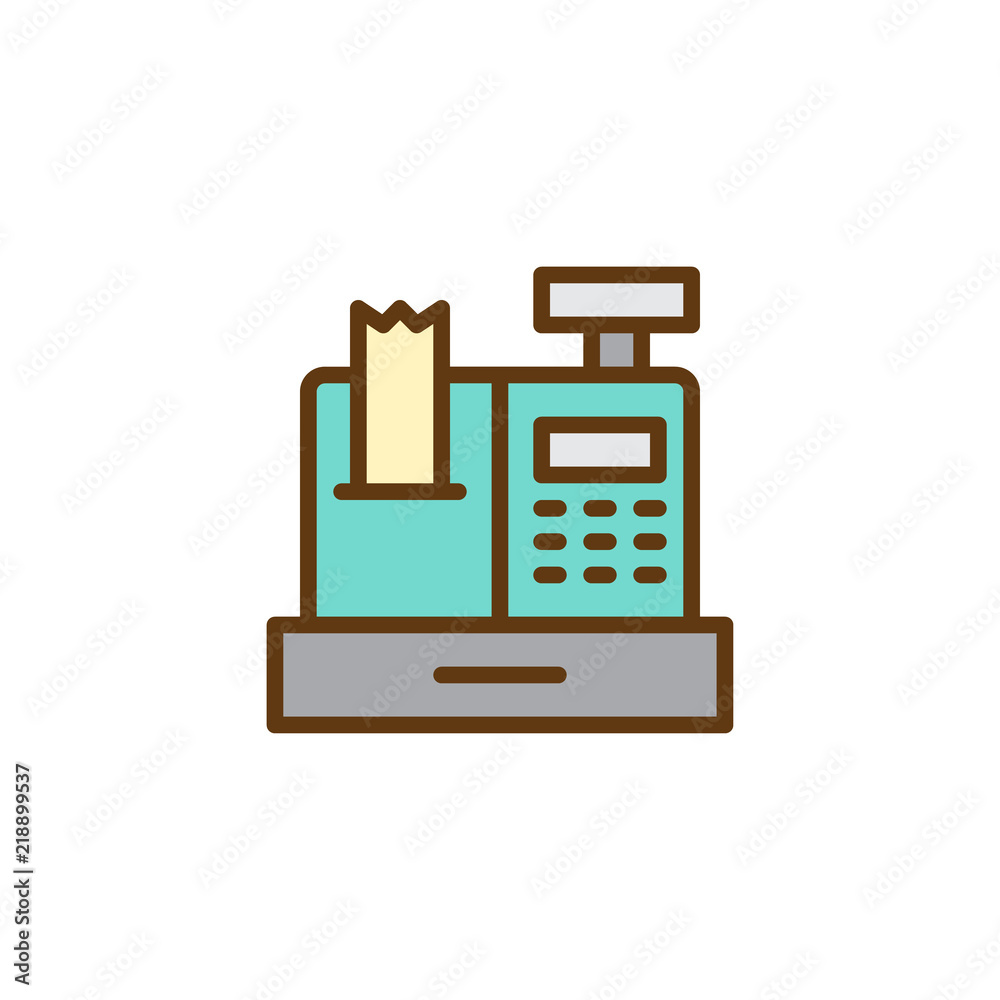 Cash register filled outline icon, line vector sign, linear colorful ...