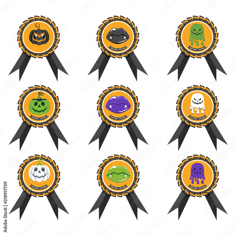 Badge with Halloween characters icon. Playful reward for Halloween ...