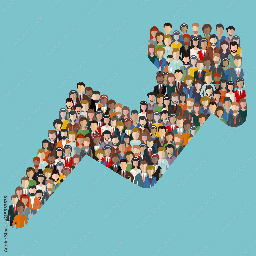 Concept of attracting customers and clients to business. Large group of ...