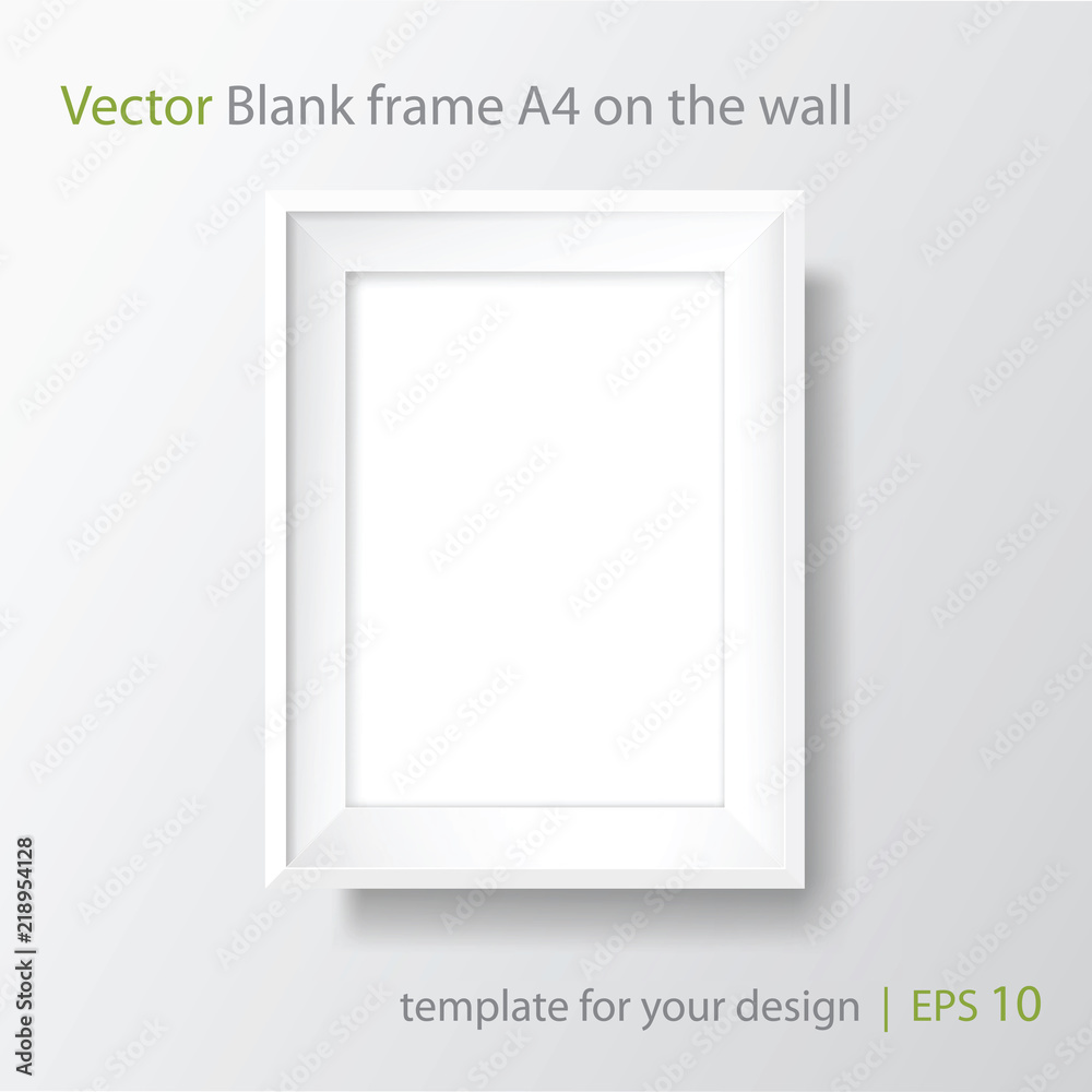 A4 Blank white frame on white wall. Vector template Stock Vector ...