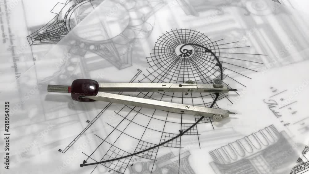 blueprints - compass, drawing of the golden section and drawings of ...
